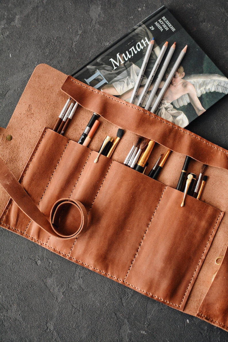 Leather Roll Artist Roll Leather Pencil Roll Leather Pencil - Etsy