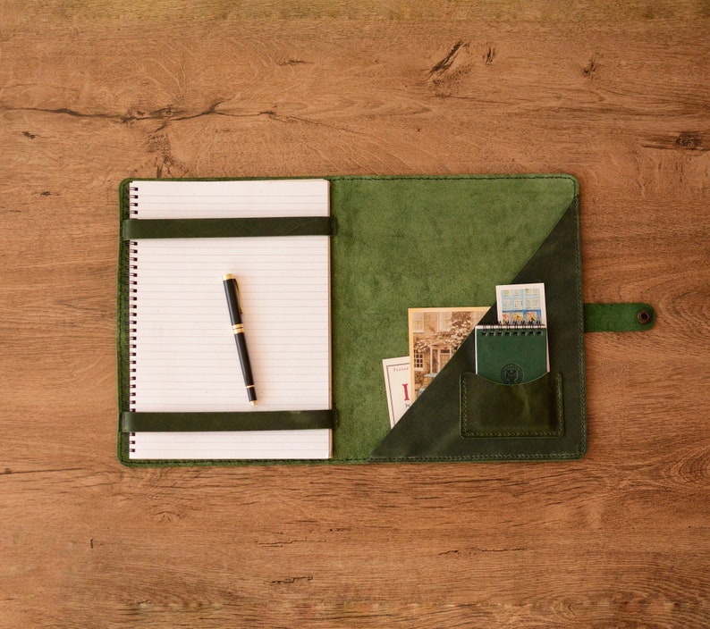 Left Handed Portfolio Personalized Leather Left Handed Notepad Folder ...