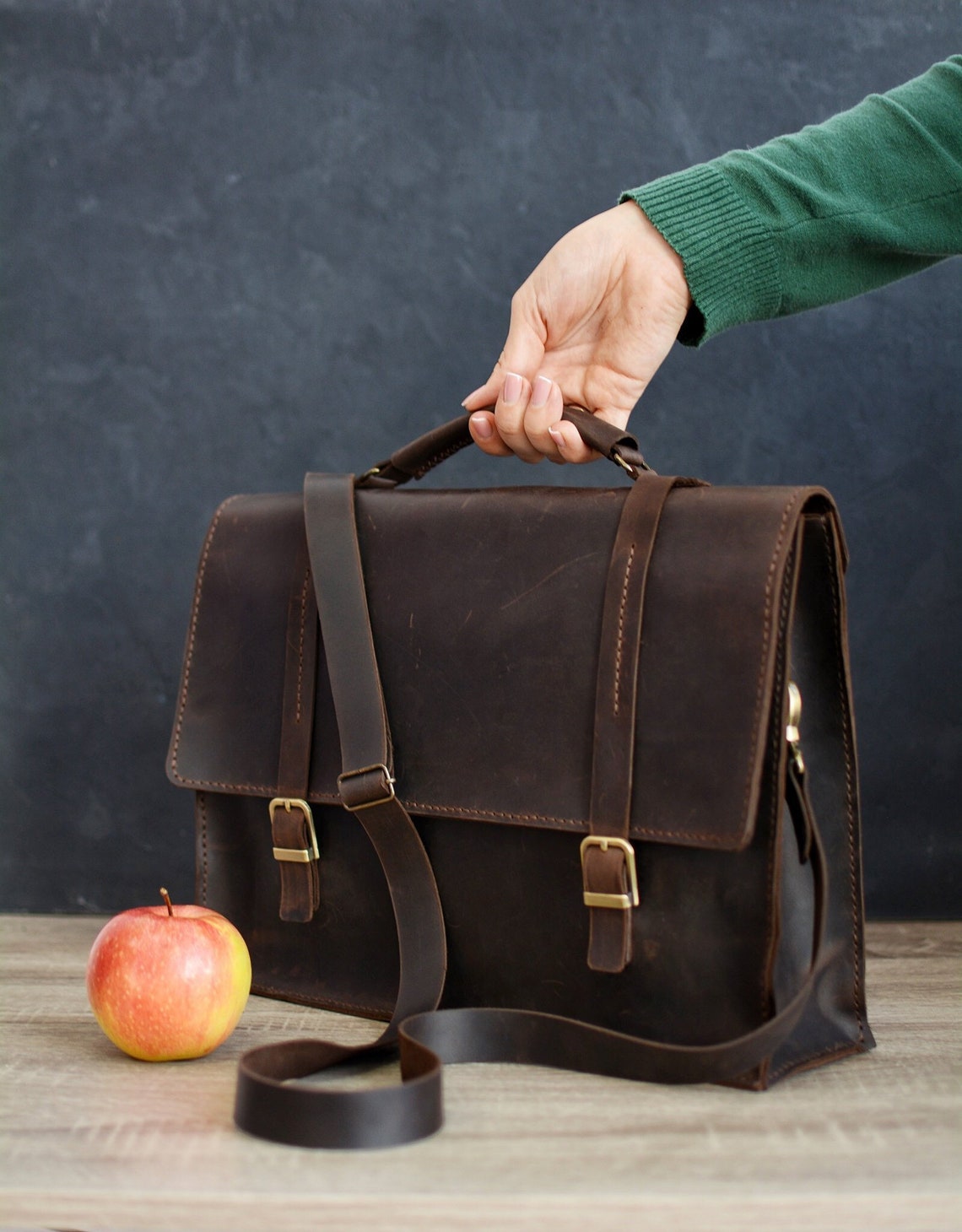 Leather Messenger Bag - Leather Briefcase - Handmade Leather Bag ...