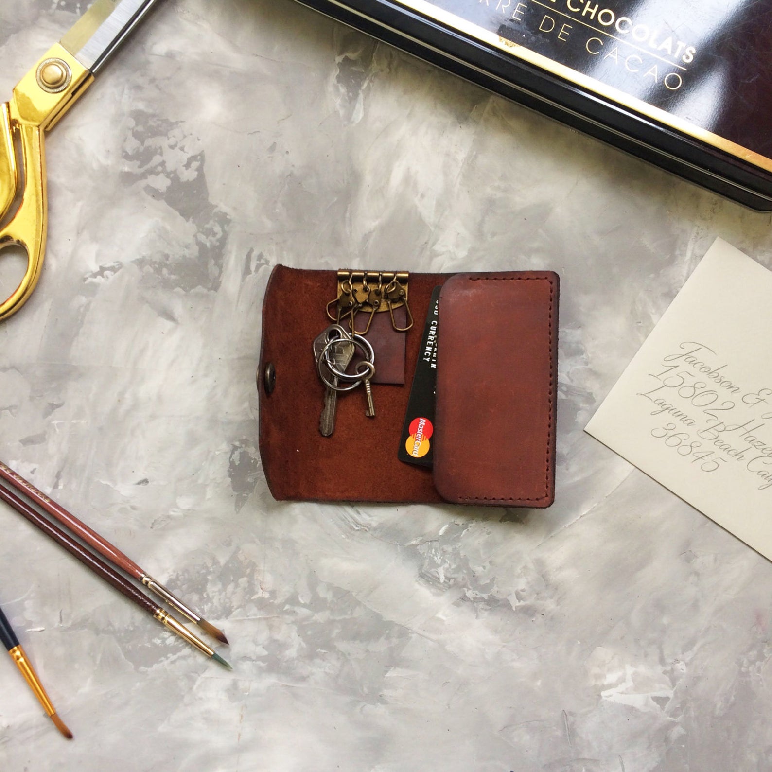 Leather key holder Leather key case Leather key pouch Key case | Etsy