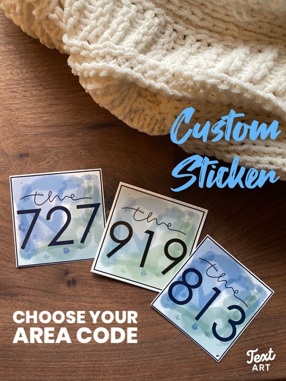 Custom Area Code Sticker Hometown Pride Watercolor Decal | Etsy