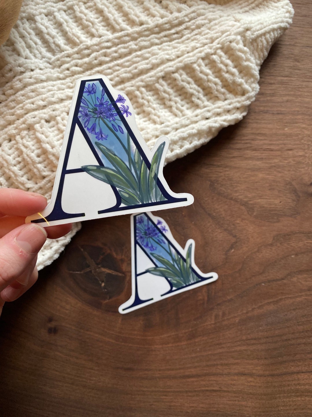 3” A Sticker, A is for Agapanthus, Single Letter Monogram, Floral ...
