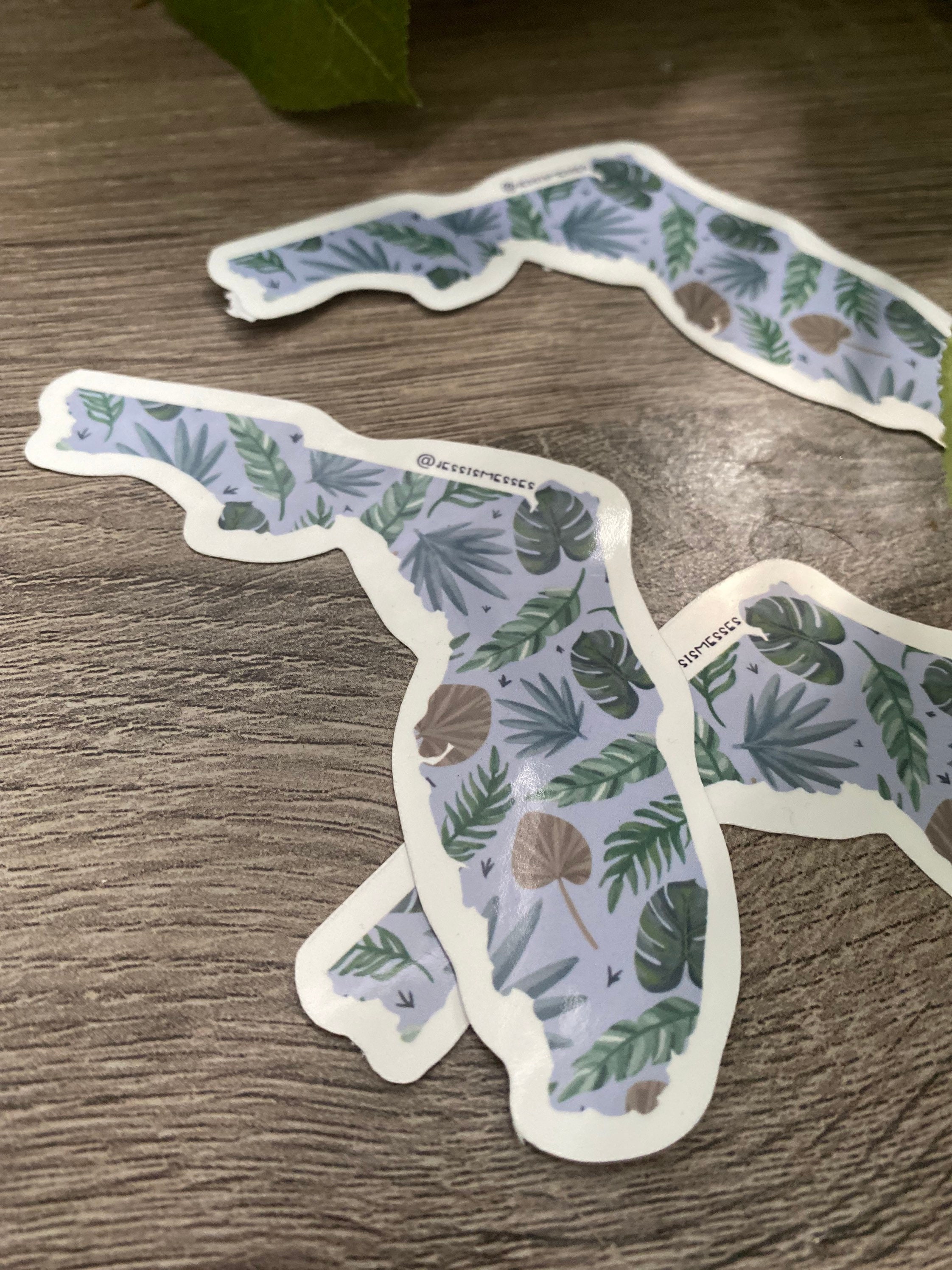 Florida State Outline Sticker Botanical Design Tropical | Etsy