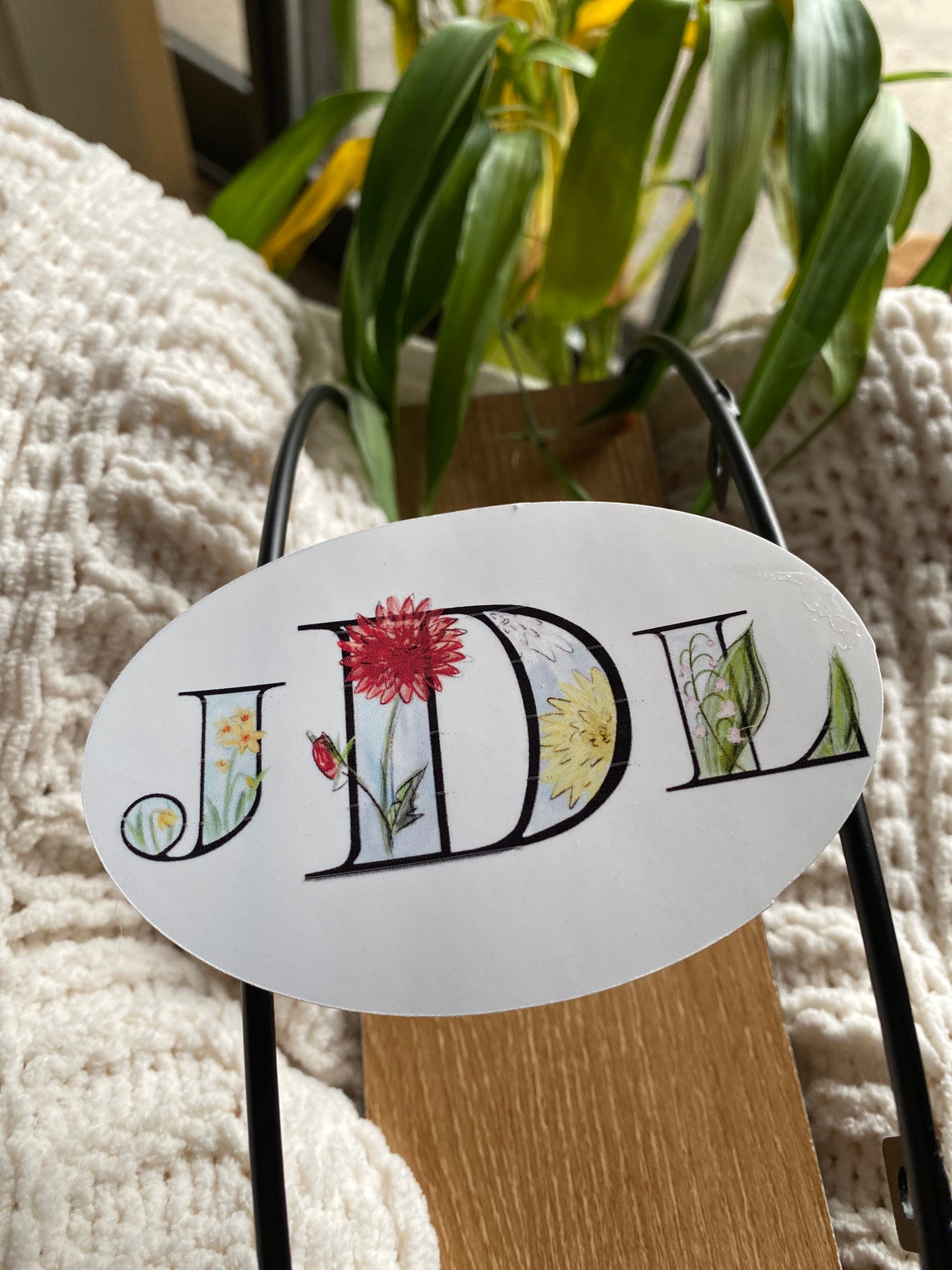 3” L Sticker, L is for Lily of the Valley, Single Letter Monogram ...