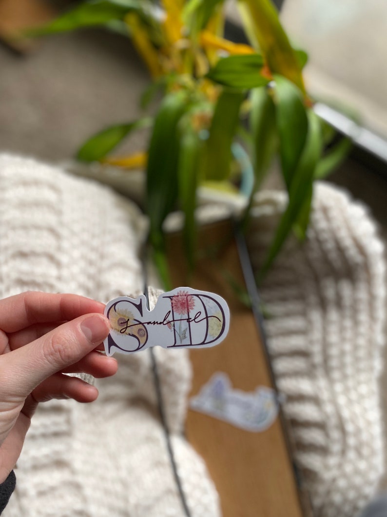 Custom Couples Initials Sticker, Flower Sticker, Personalized Gift ...