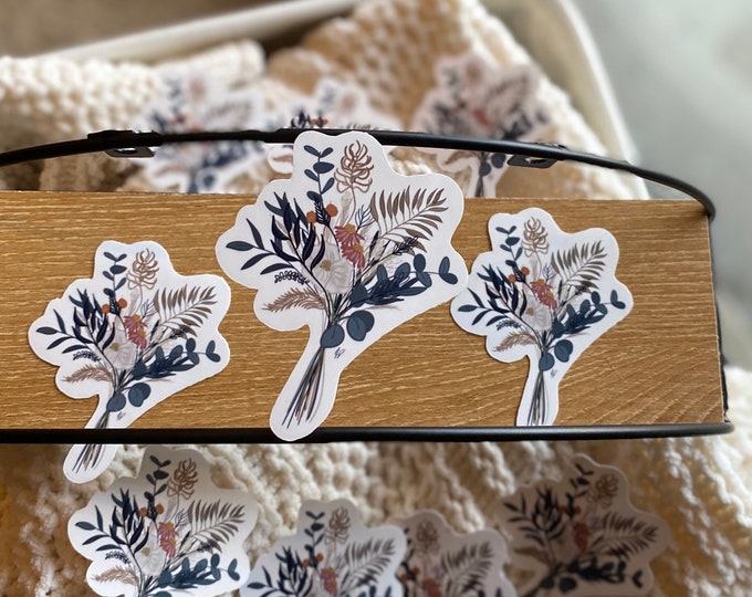 Boho Bouquet Sticker, Botanical Decal, Dried Wildflower Bouquet, Flower ...