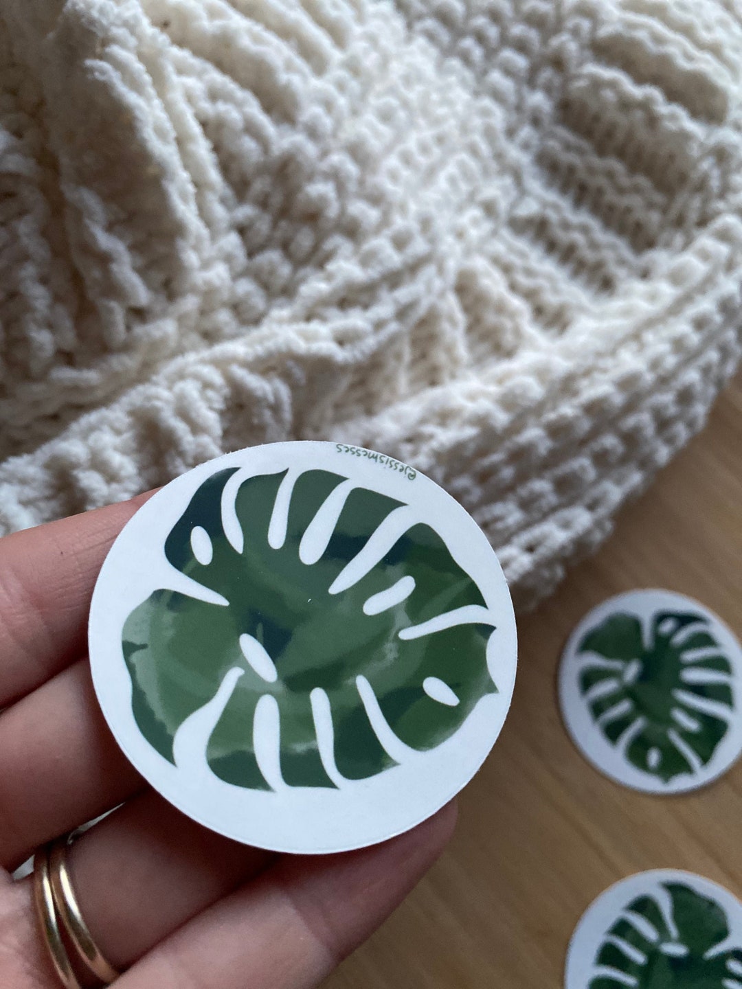 2" Monstera Leaf Sticker, Plant Mom Decal, Swiss Cheese Leaf, Botanical ...
