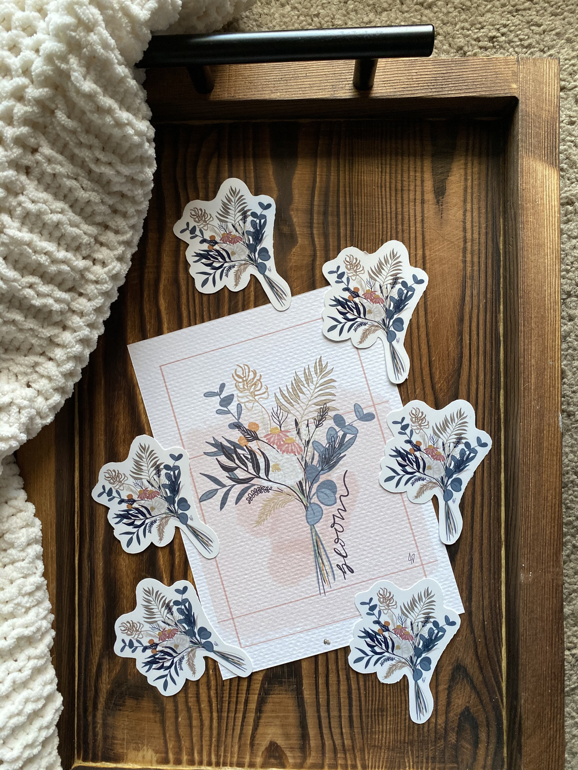 Boho Bouquet Sticker, Botanical Decal, Dried Wildflower Bouquet, Flower ...