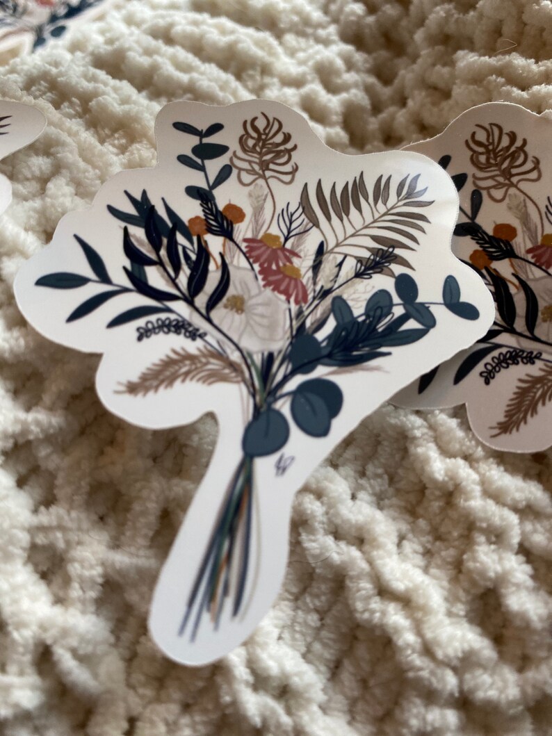 Boho Bouquet Sticker, Botanical Decal, Dried Wildflower Bouquet, Flower ...