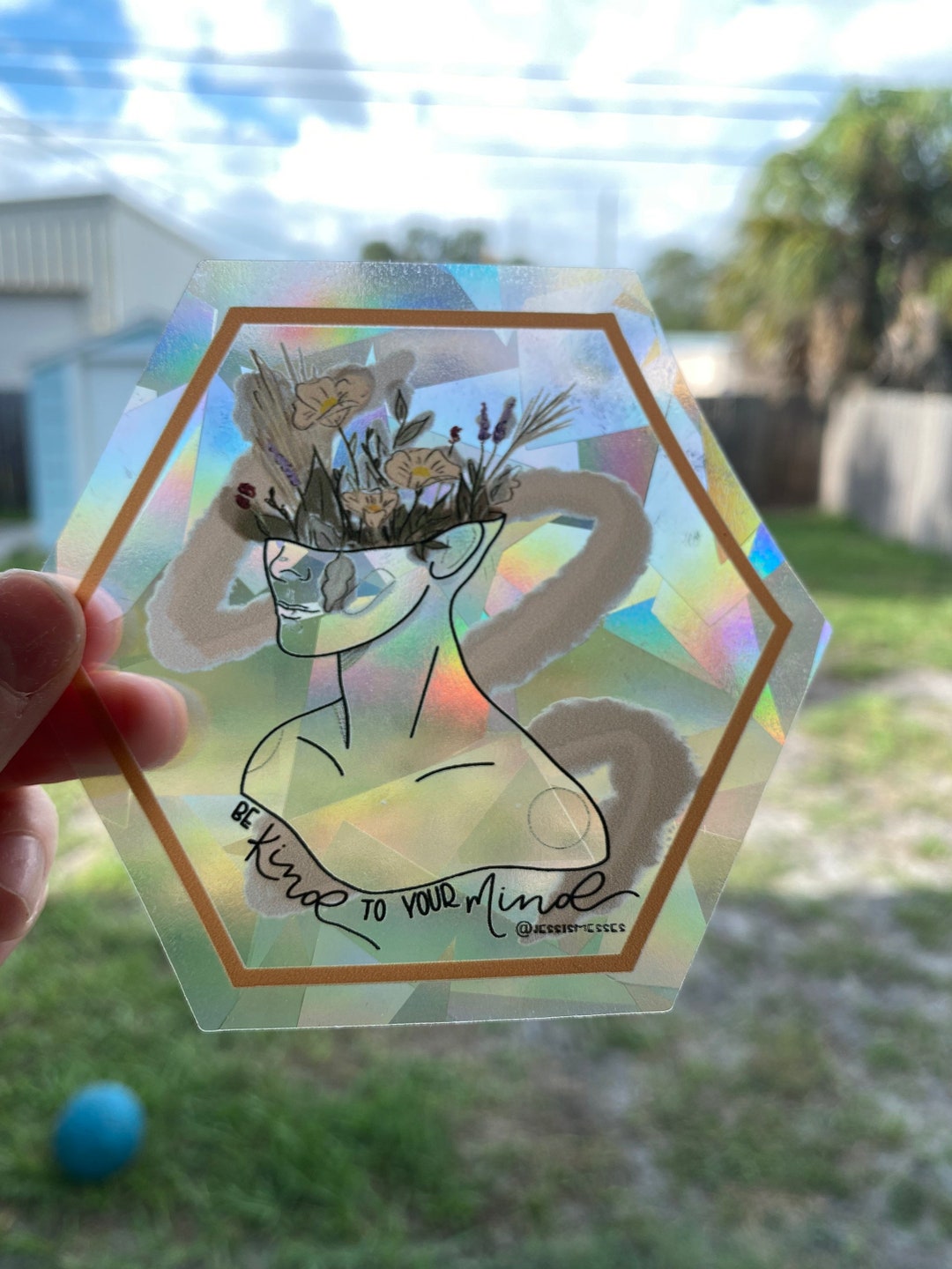 Floral Bust Suncatcher Decal: Rainbow Maker Window Cling (4x3.5 ...