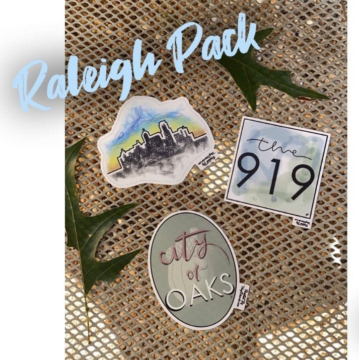 Raleigh NC sticker pack three vinyl stickers north carolina | Etsy