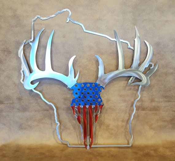 USA Buck Skull with State Border | Etsy