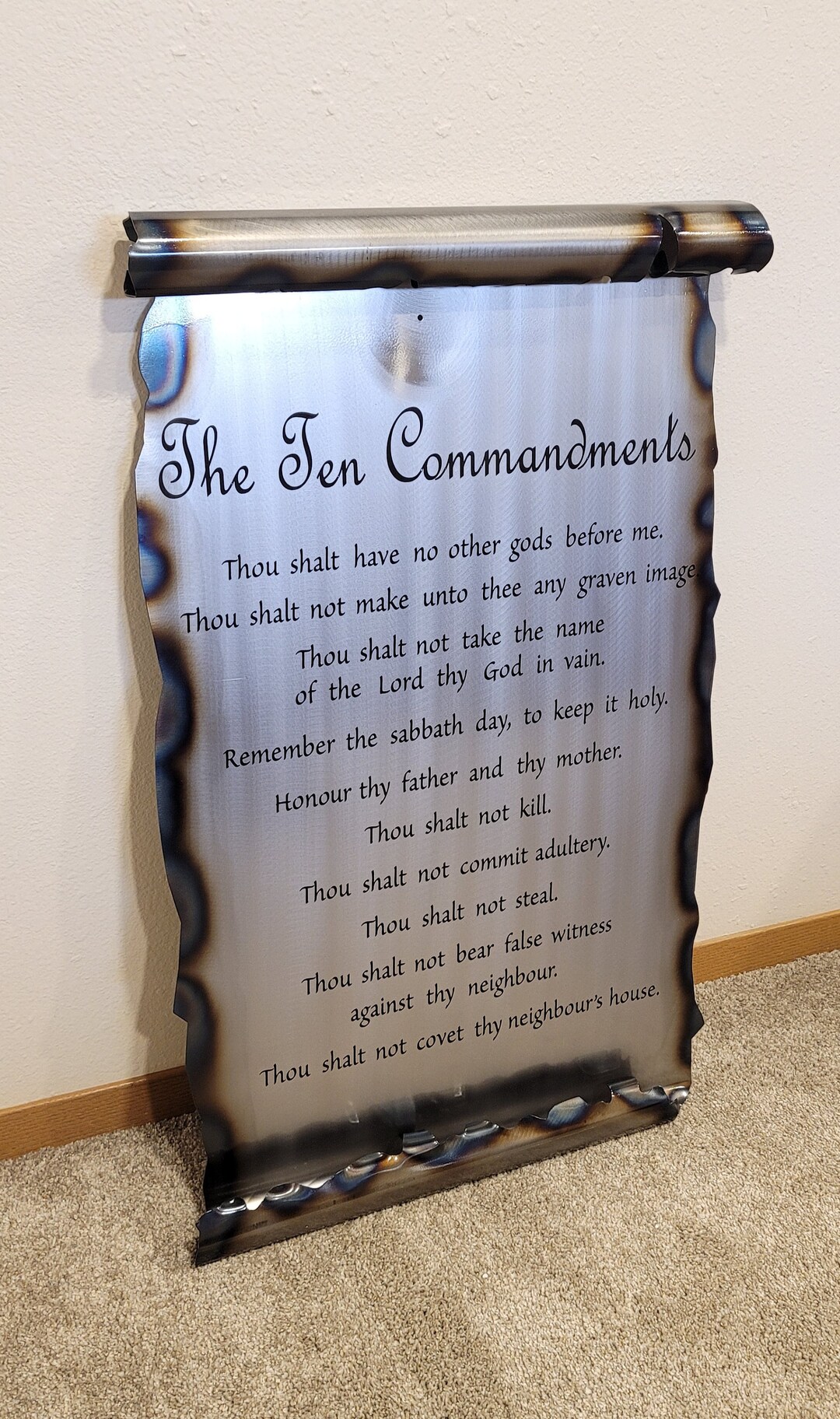 Ten Commandments Metal Scroll: Laser Etched Biblical Art - Etsy