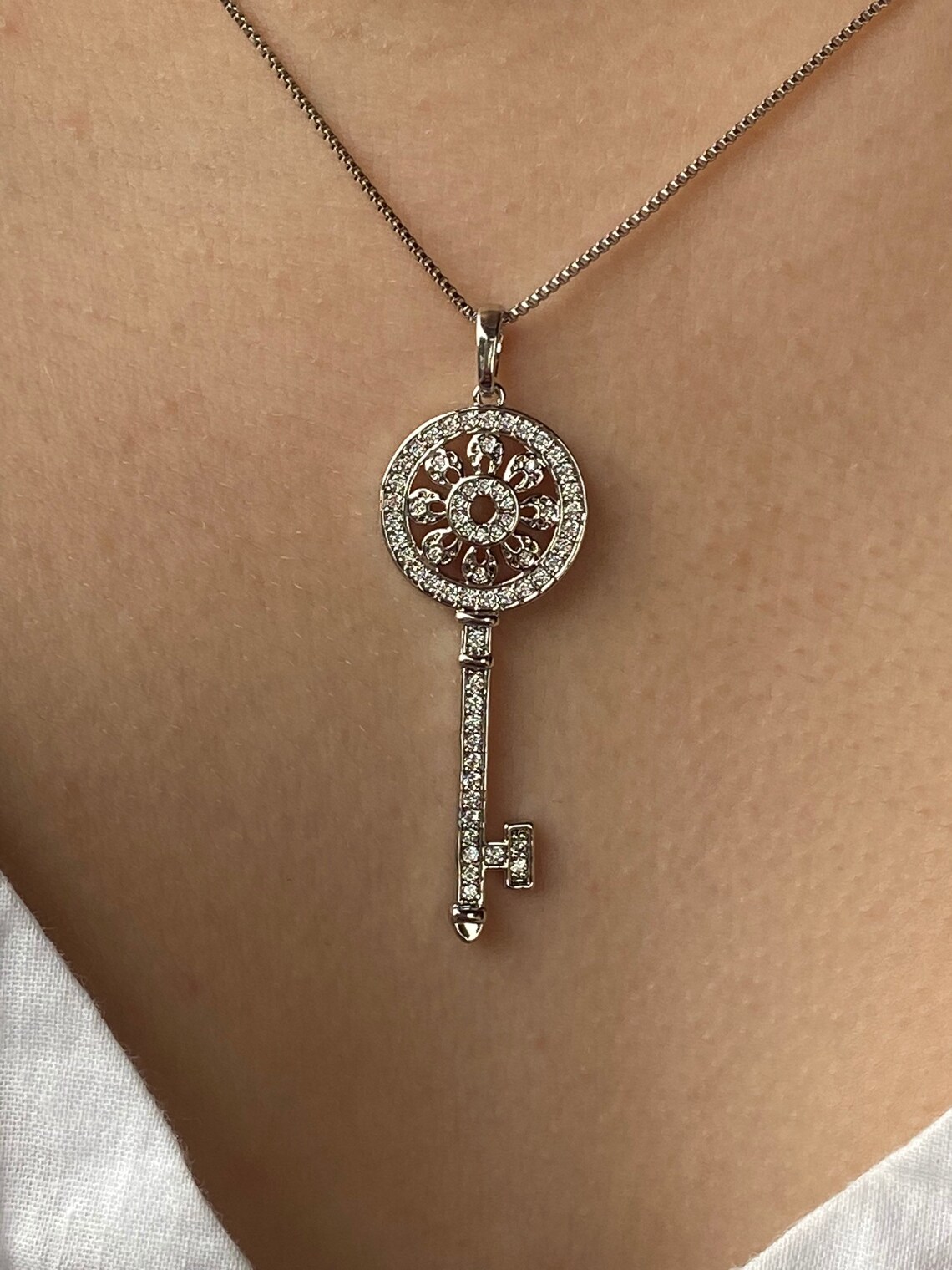 Beautiful silver key pendant with necklace Mothers Day gift | Etsy