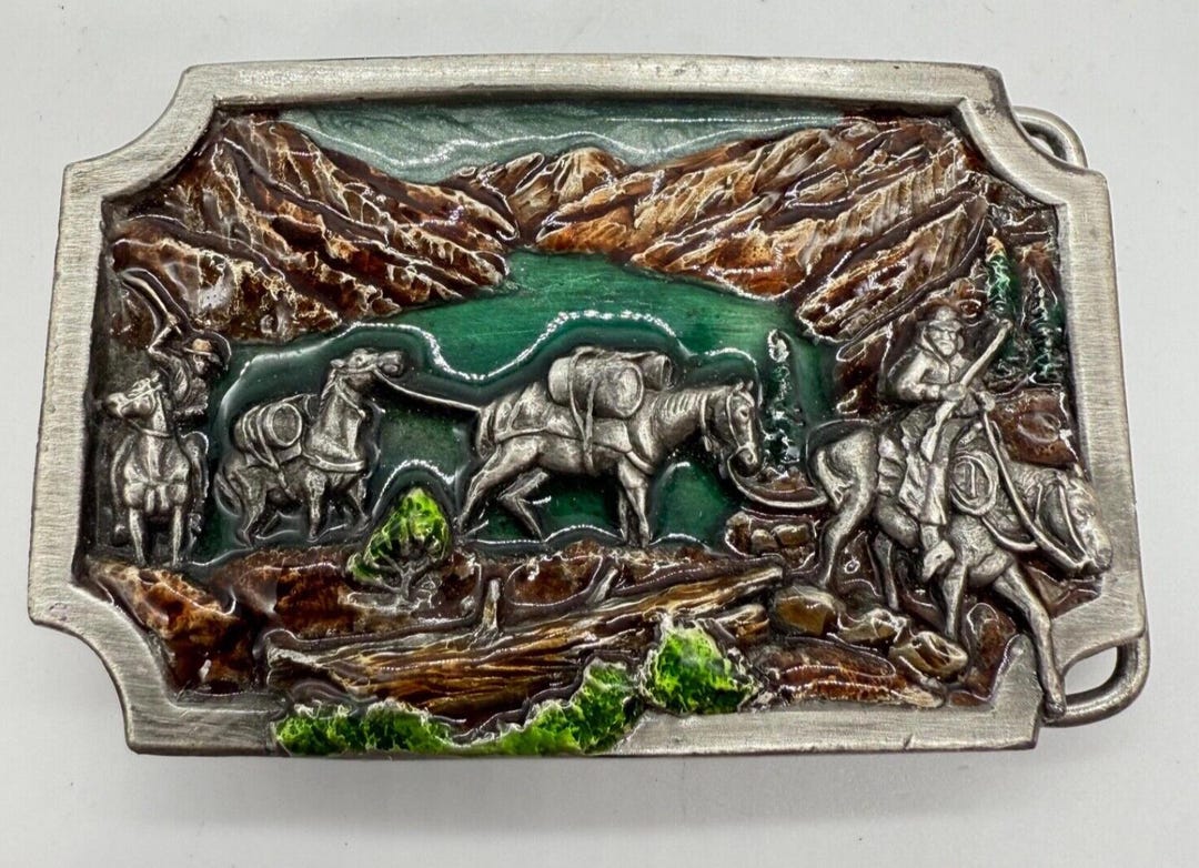 Vintage 1983 Siskiyou Buckle Co Mark Twain 'roughing It' Square Belt ...