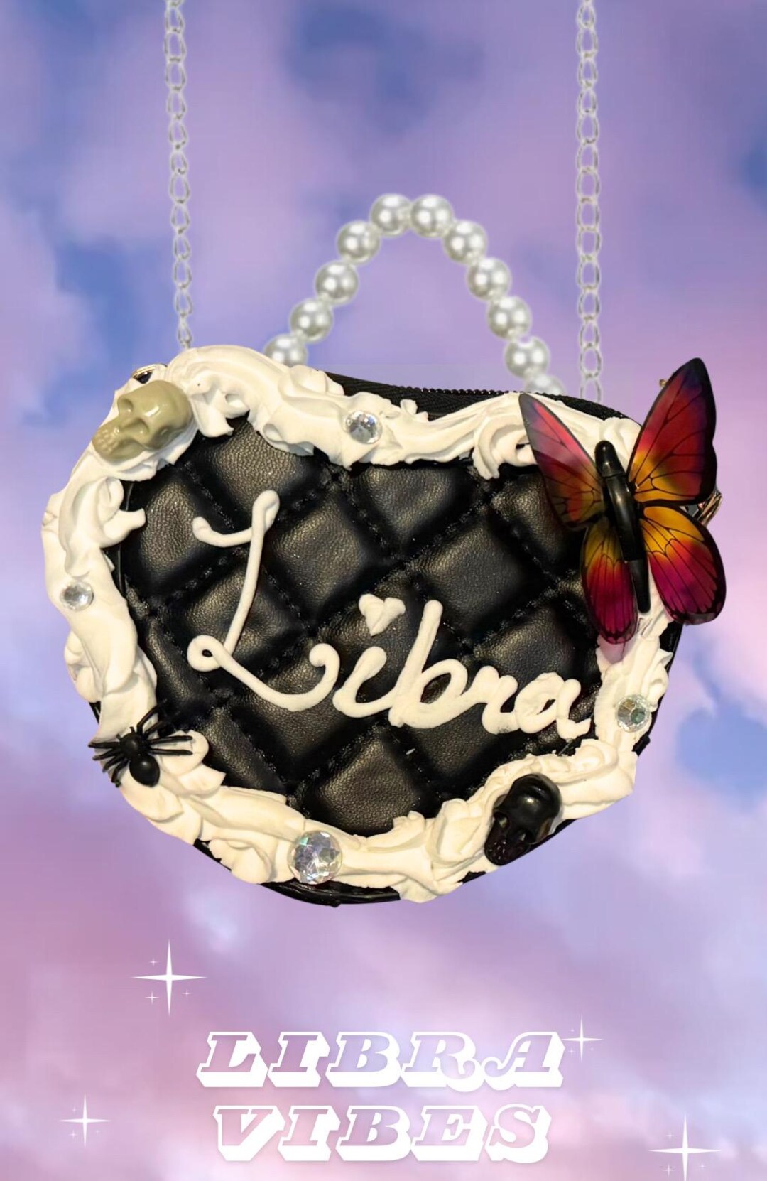 Heart Cake Purse: Spooky Libra Handbag With Pearl Strap - Etsy