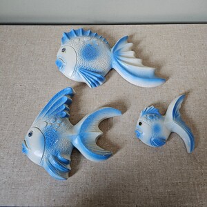 Vintage Chalkware School of Fish, Plaster Wall Fish, Favor 1960s ...