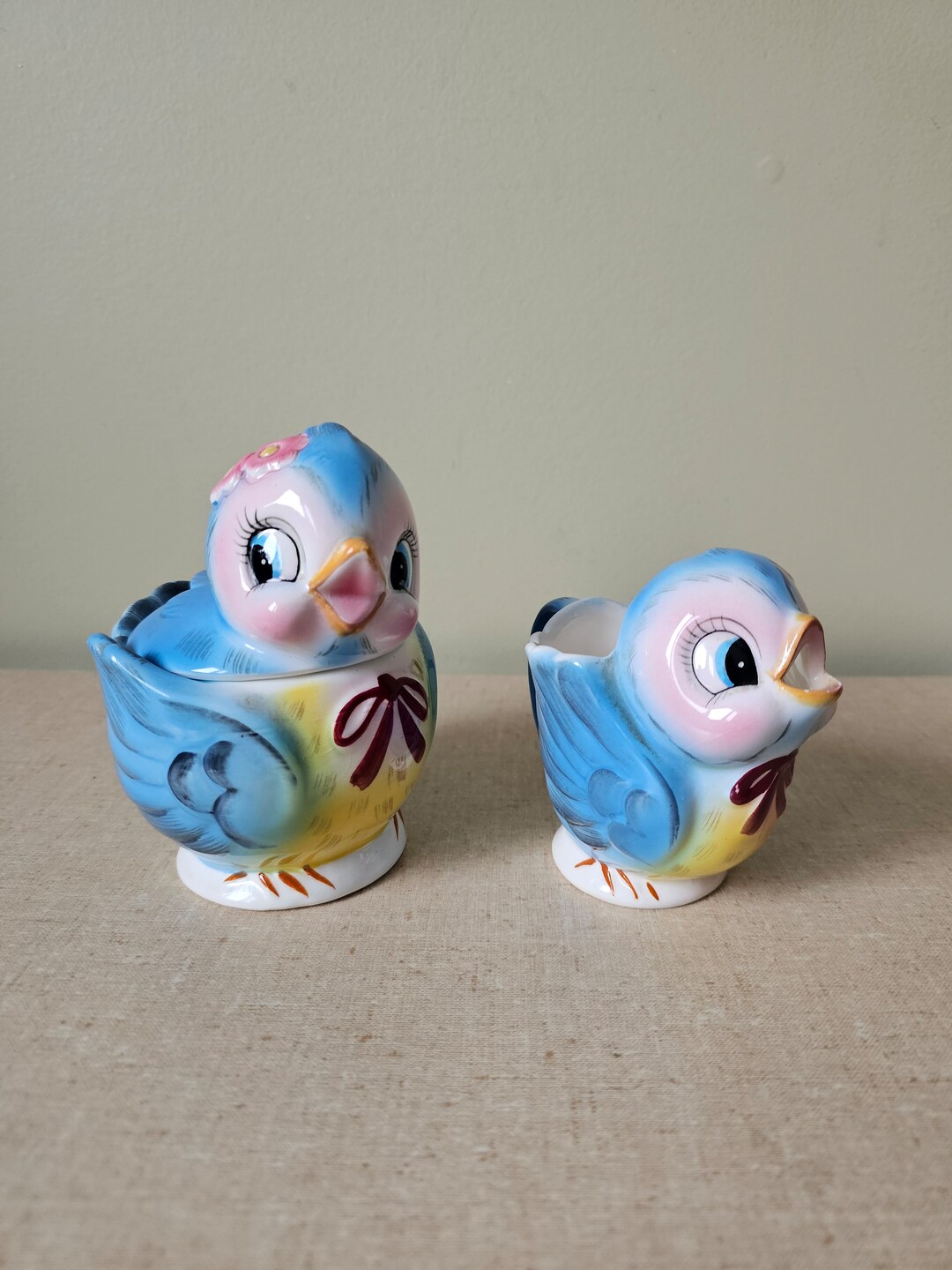 Lefton Bluebird Cream and Sugar Set Mid Century Collectors Item Made in ...