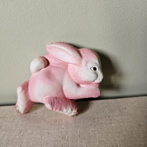 Vintage Chalkware Pink Rabbit Trio, Plaster Art, Flavorware, Wall Decor ...