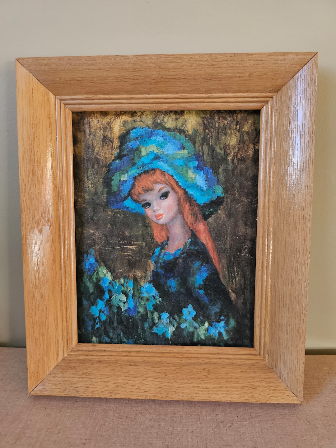 Maio Big Eyes Lithograph Harlequin Prints, Red Haired Girl With Hat ...