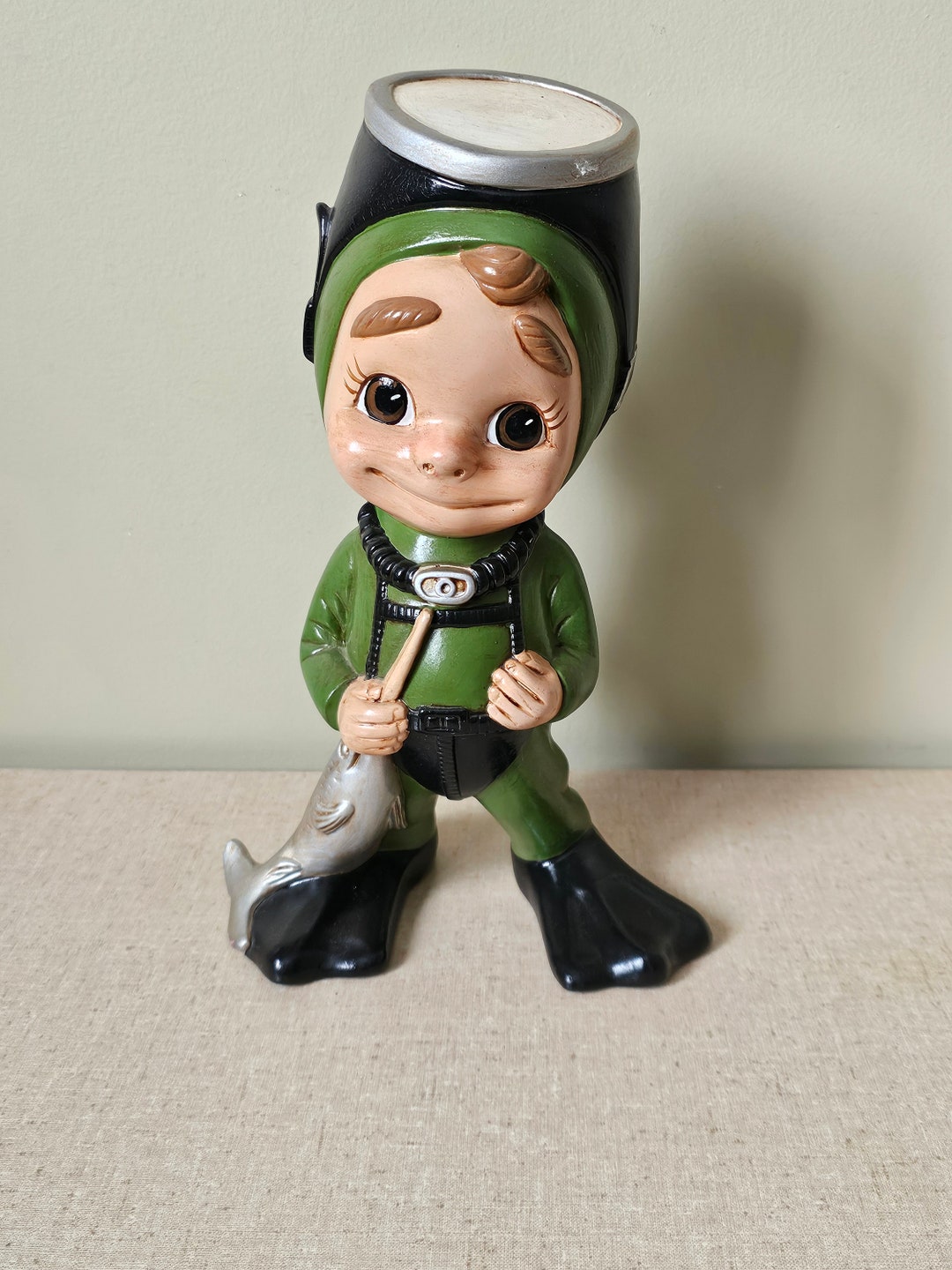 Vintage Atlantic Ceramic Scuba Diver Smiley, Handpainted, Retro Ceramic ...