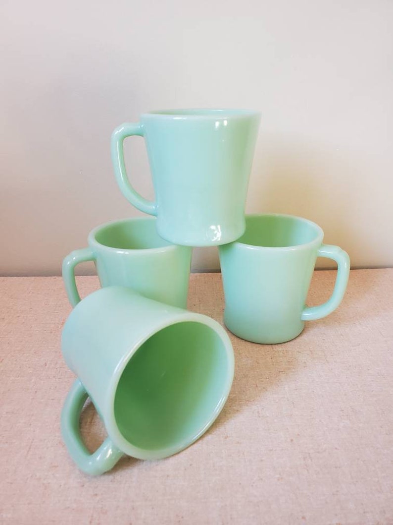 Vintage Fireking Jadeite d Handle Coffee Cups Set - Etsy