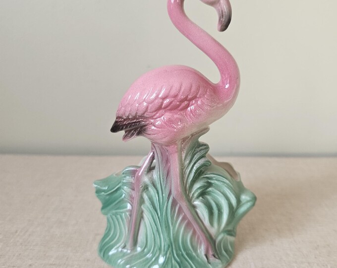 Vintage Ceramic Pink Flamingo Figurine Planter 1950s Mid Century Decor ...