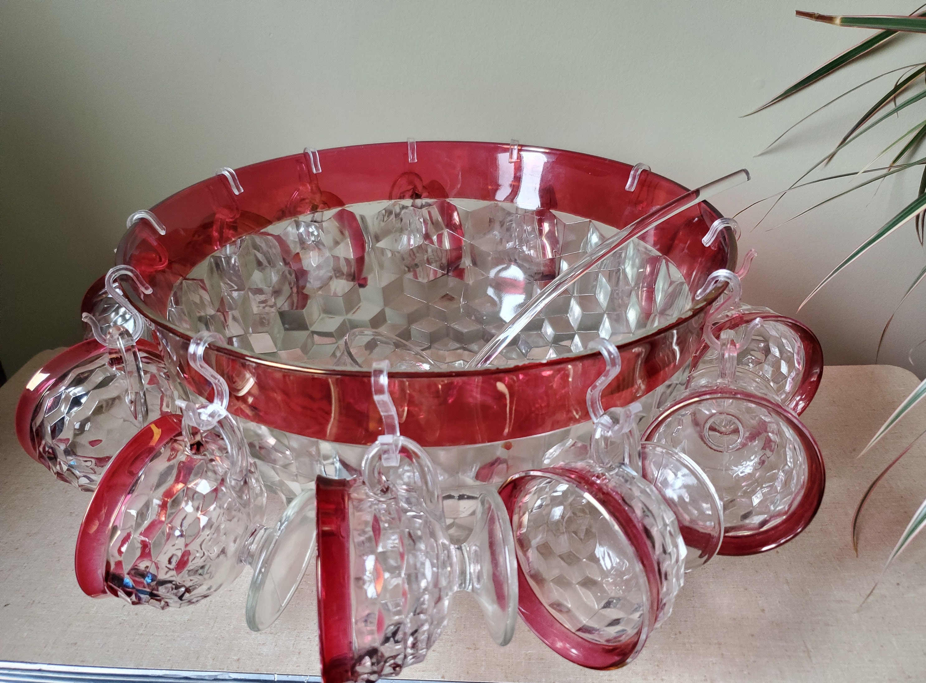 Vintage Punch Bowl Set Whitehall Ruby Flash by Colony. - Etsy Canada
