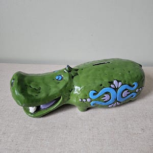 60s Vintage Hippopotamus Bank, Japan, Brilliant Green, Coin Bank, Piggy ...