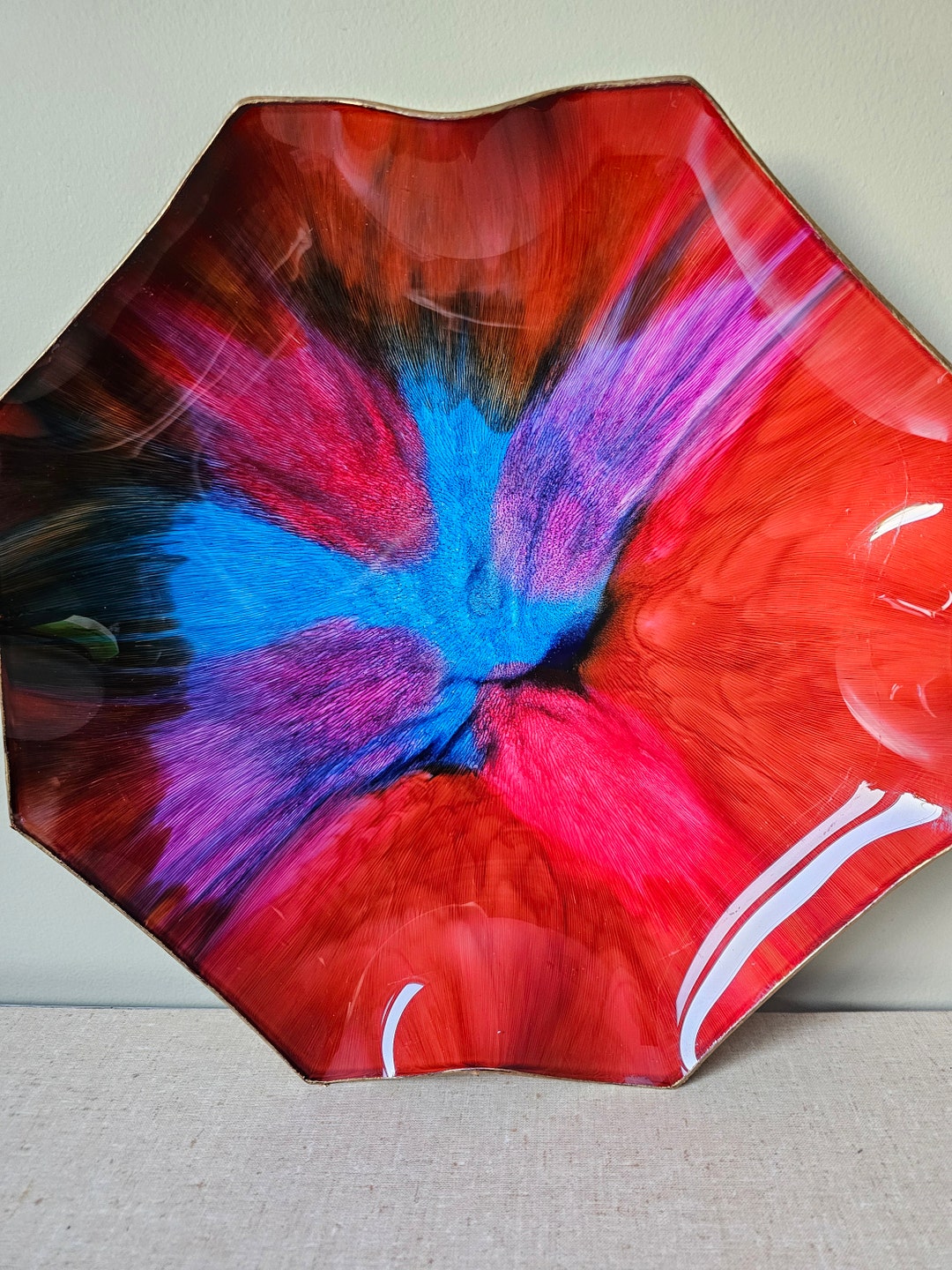 Vintage Seetusee Platter, 70s Wall Decor, Accent Piece, Catch-all, Bold ...