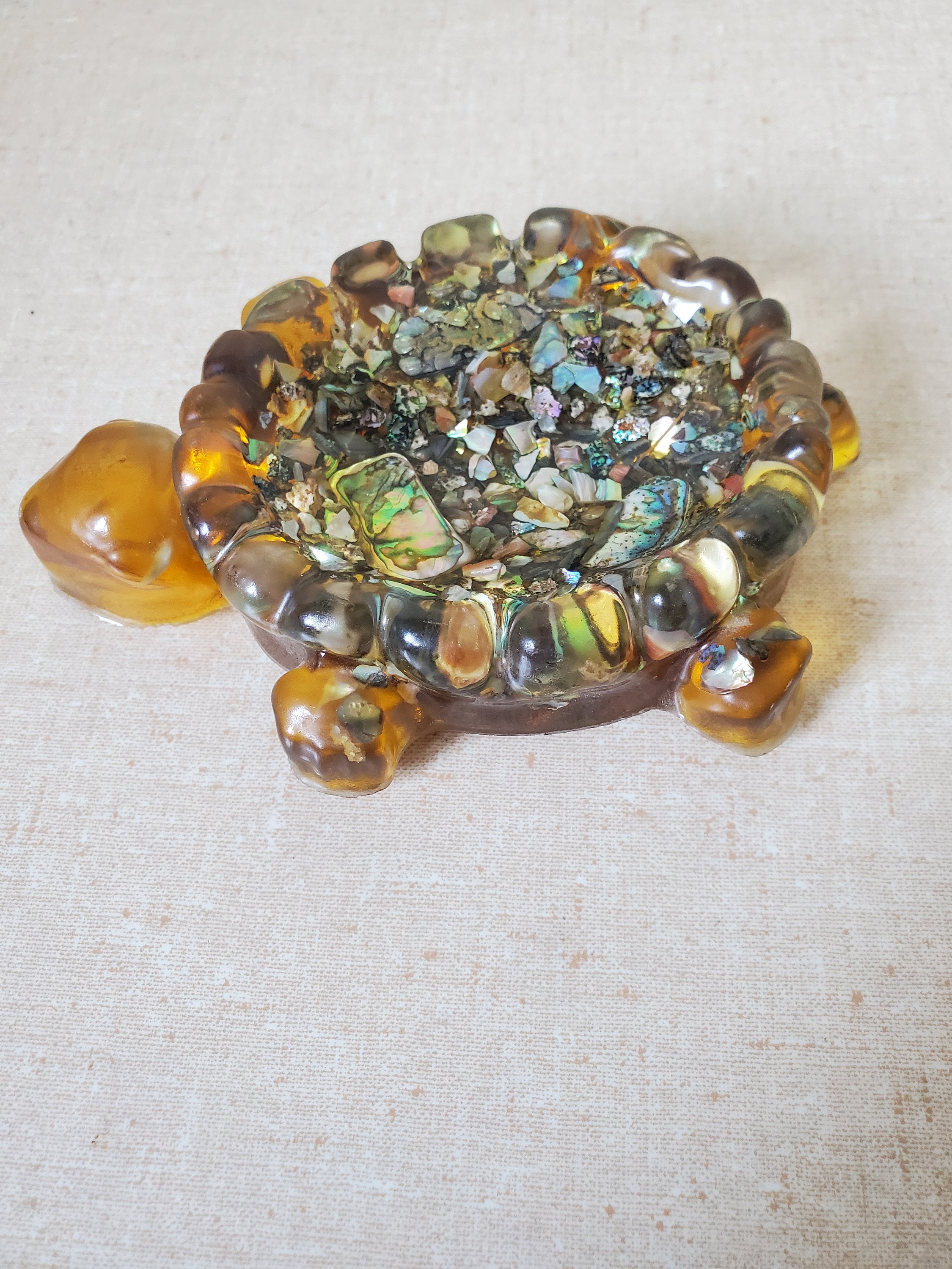 Vintage Lucite and Abalone Shell Turtle Ring Dish Soap Dish - Etsy