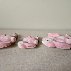 Vintage Chalkware Pink Rabbit Trio, Plaster Art, Flavorware, Wall Decor ...