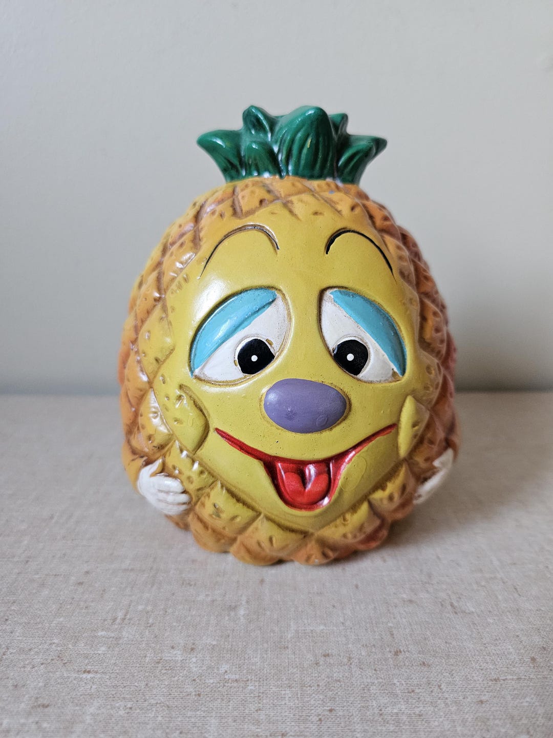 60s Vintage Japan Mr Pineapple Bank, Paper Mache, Brilliant Orange and ...