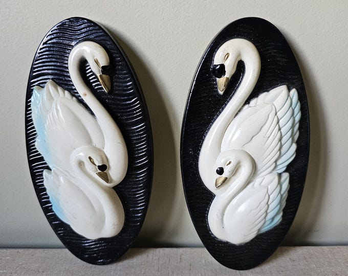 Vtg Swan Chalkware Wall Plaque - Vintage Beige Bird Wall Decor ...