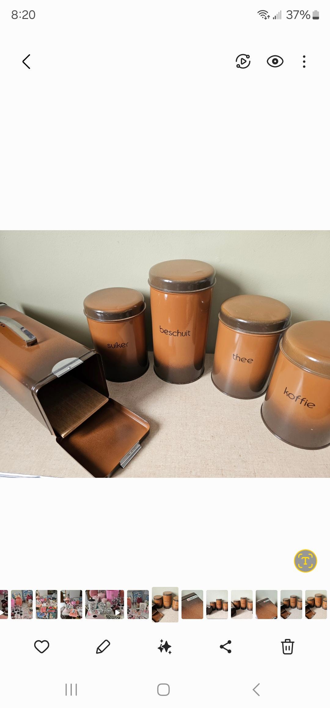 Vintage Brabantia Aluminum Canisters, Set of Five, Brown Tan Ombre, Mid ...