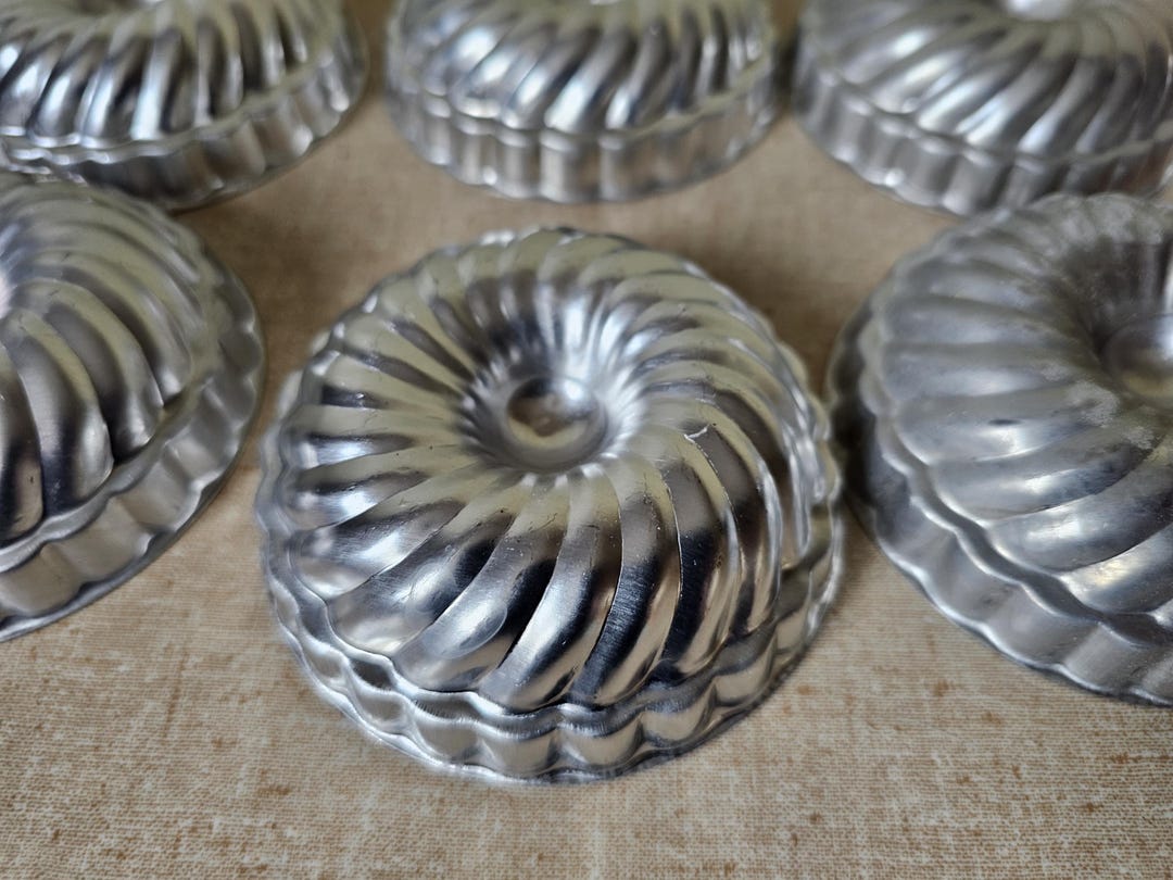Vintage Aluminum Baking Tins or Molds, Round Fluted Shape, Early 50s ...