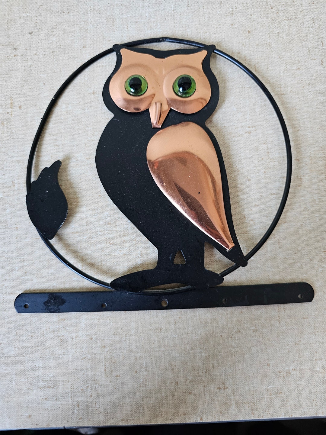 Mid Century Copper and Black Metal Owl - Etsy