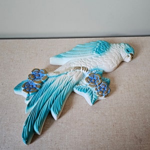 Vintage Chalkware Bird Pair Favorware Tropical Bird Blue & Gold 60's ...