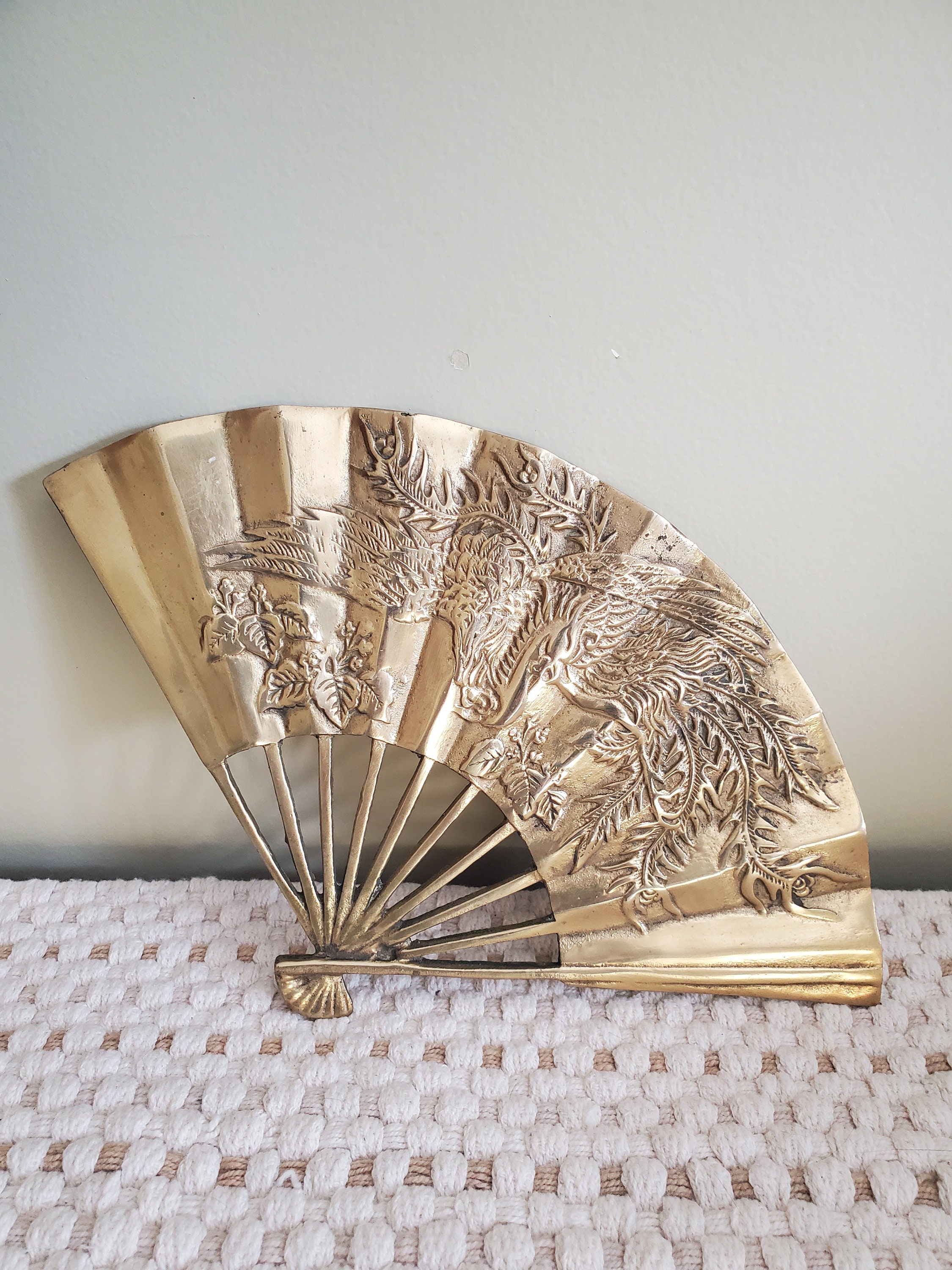 Vintage Brass Fan Wall Hanging Taiwan Brass Asian Decor - Etsy