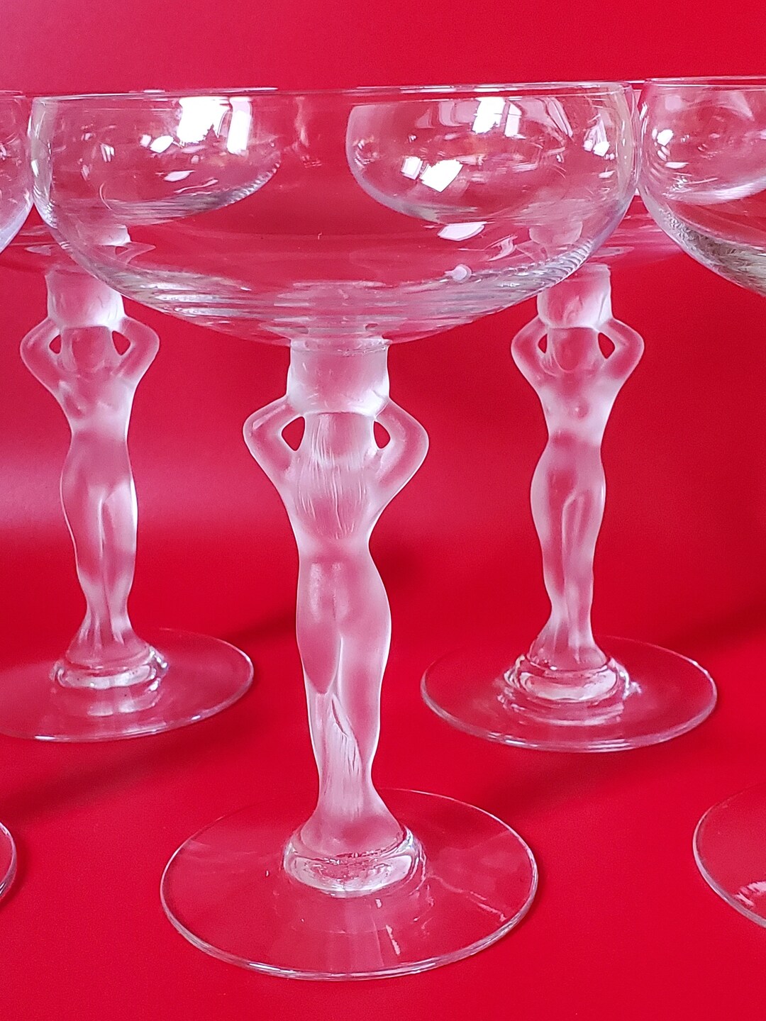 Vintage Bayel France Crystal Bacchante Frosted Nude Stem - Etsy