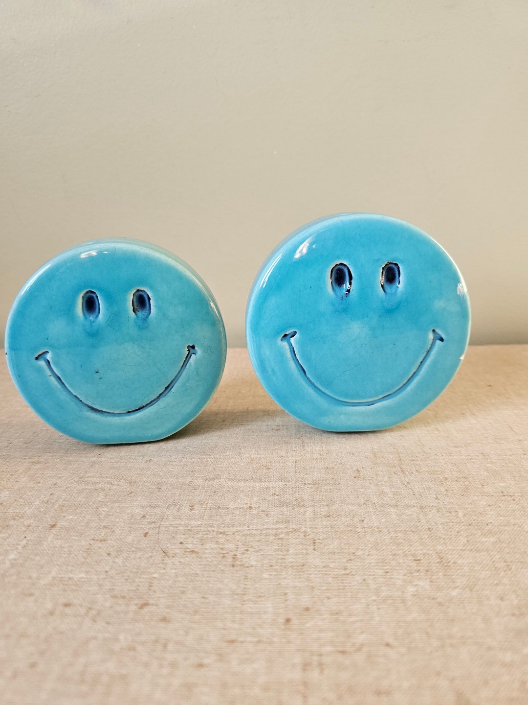 Vintage Shocking Blue Smileys Salt and Pepper Shakers, 60s Japanese ...