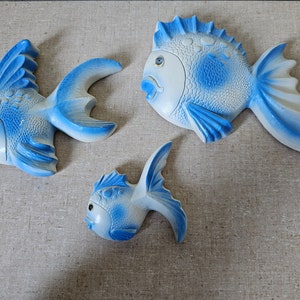 Vintage Chalkware School of Fish, Plaster Wall Fish, Favor 1960s ...