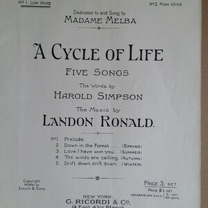 A Cycle of Life 1927 Sheet Music. 1927 Lithograph | Etsy