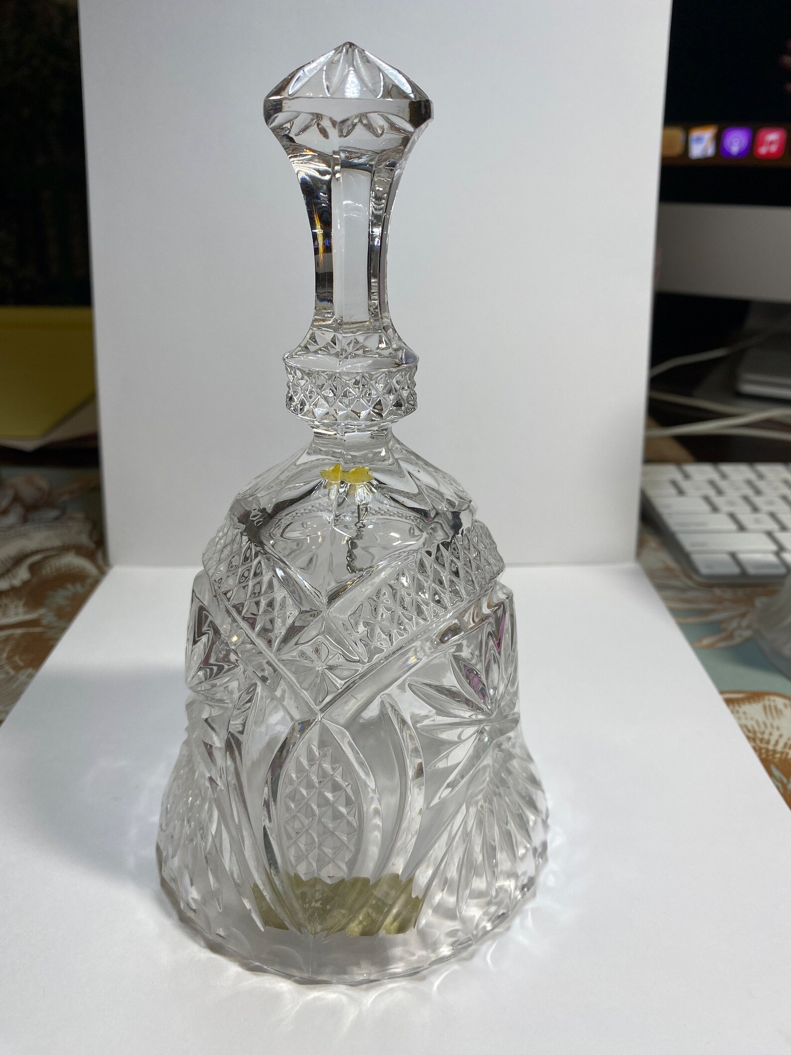 Mid Century Sunflower Cut Glass Bell - Etsy