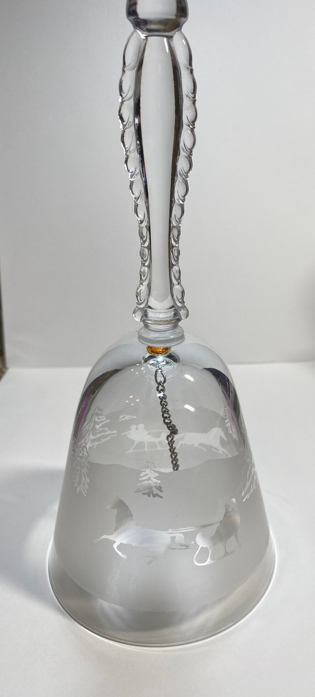 Fostoria Sleigh and Horse Etched Glass Bell - Etsy