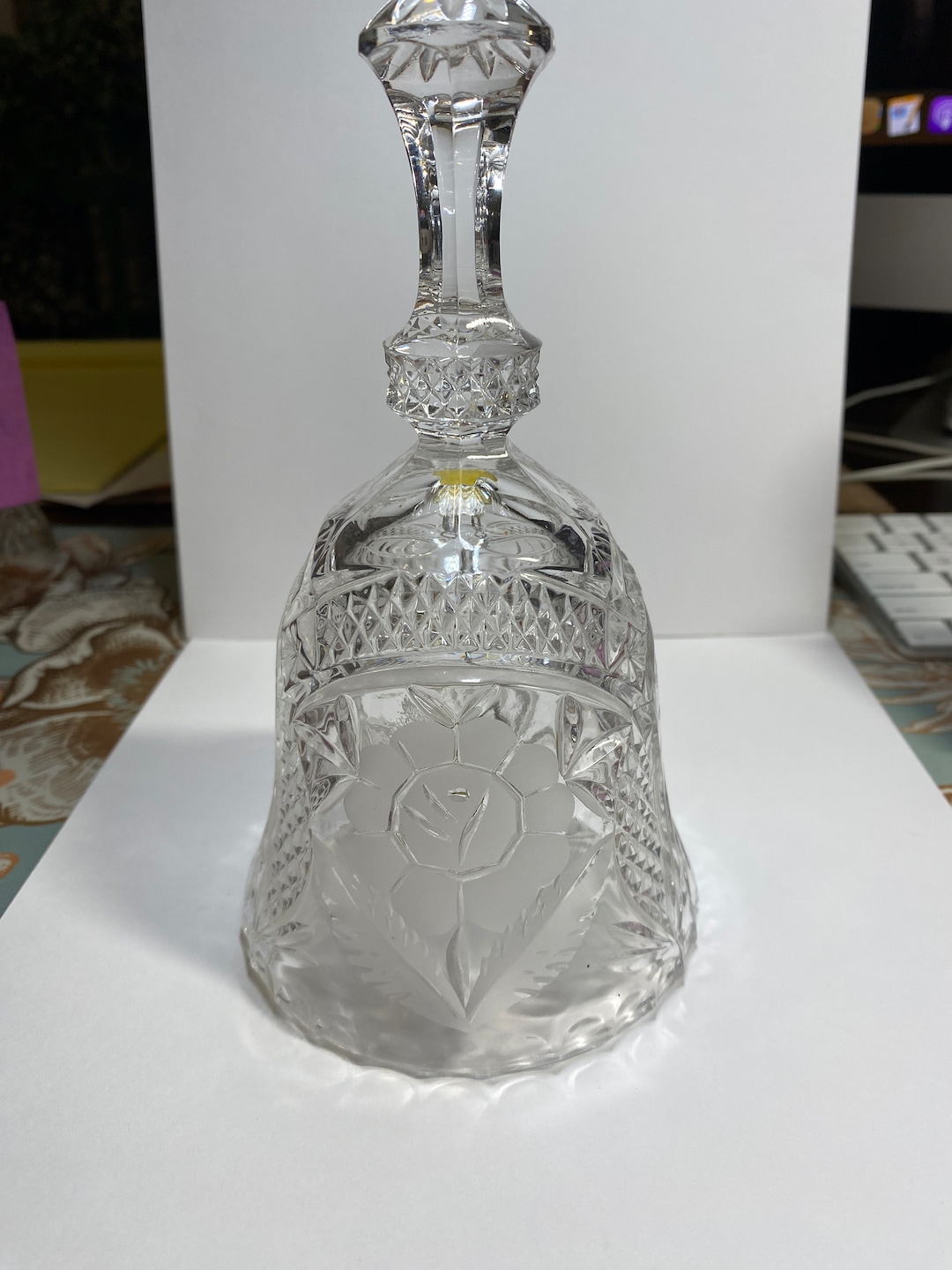 Mid Century Sunflower Cut Glass Bell - Etsy