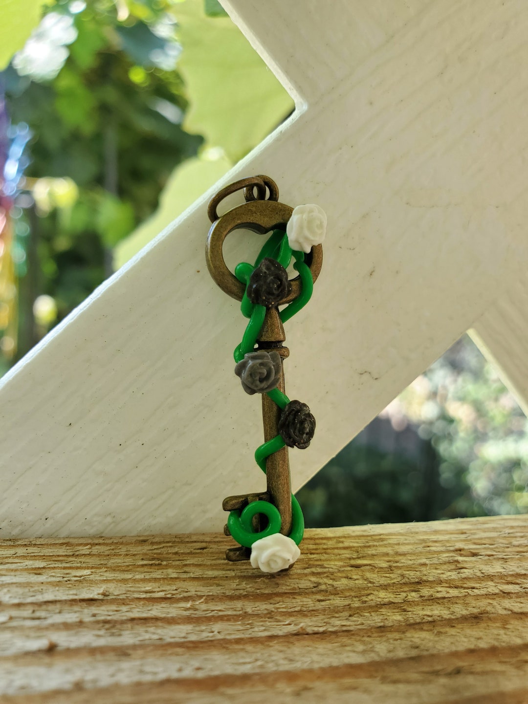 Monochrome Rose Polymer Clay Key - Etsy