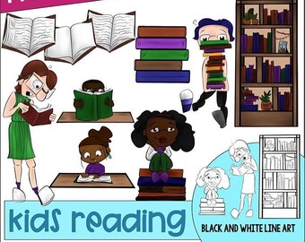 Reading Kids Clipart Digital Clip Art Education Book Clip