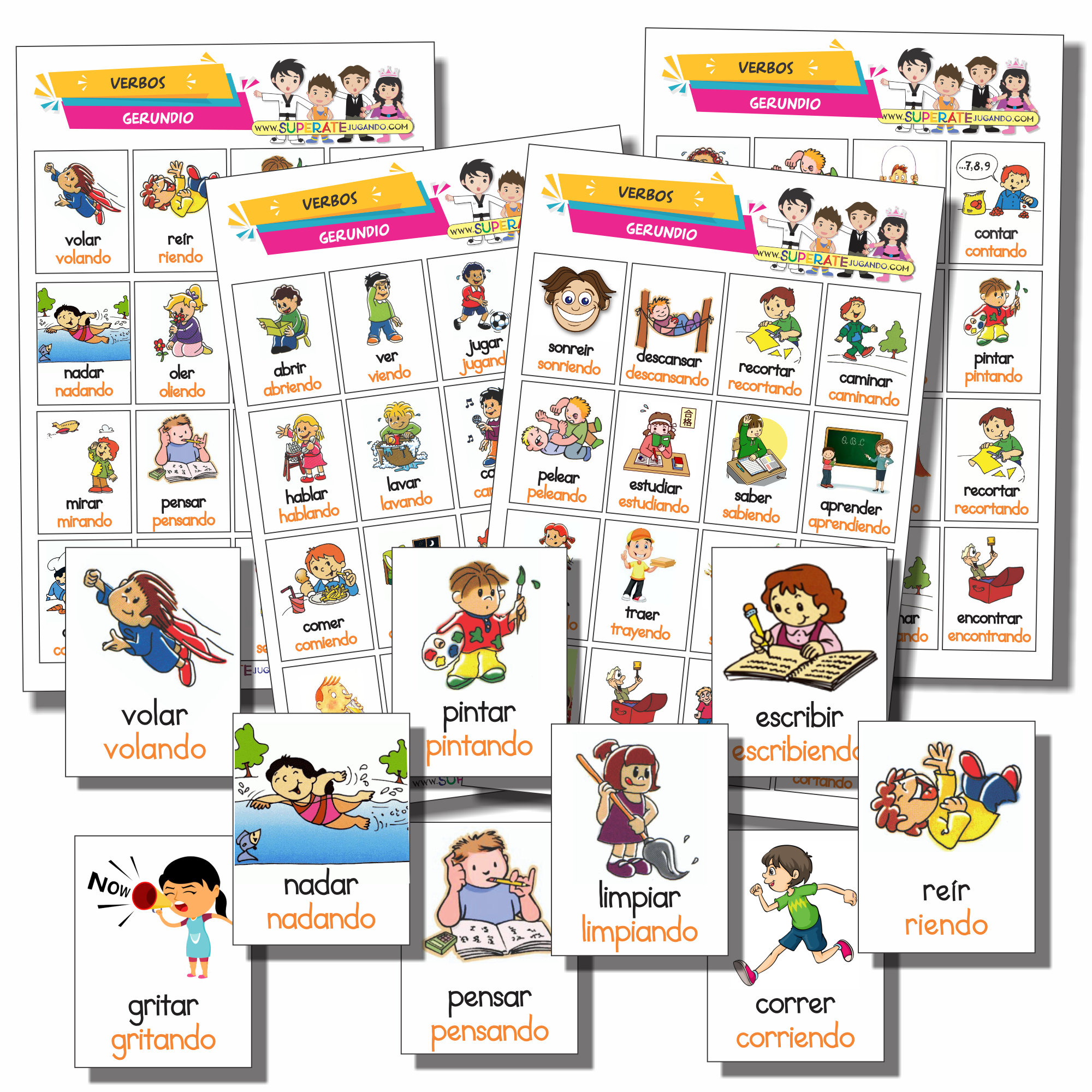 Spanish Continuous Verbs Bingo Printable / SPANISH Loteria Verbos ...
