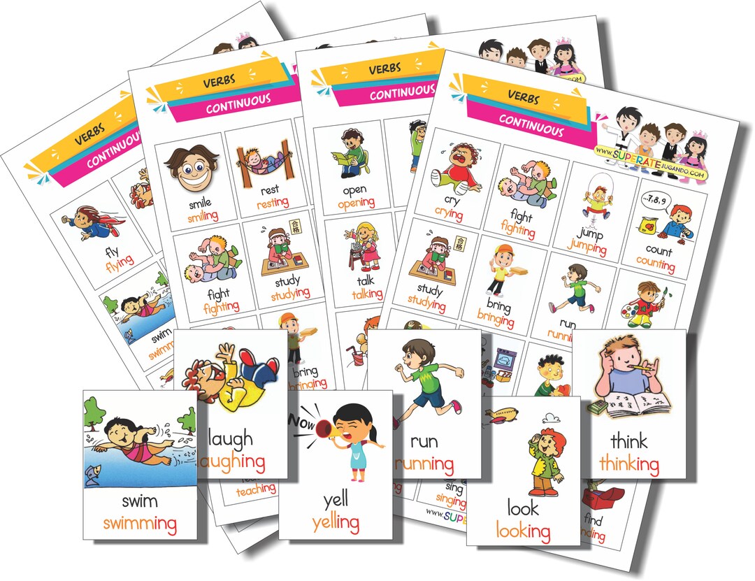 Printable Continuous Verbs Bingo Lotería Verbos Gerundio - Etsy